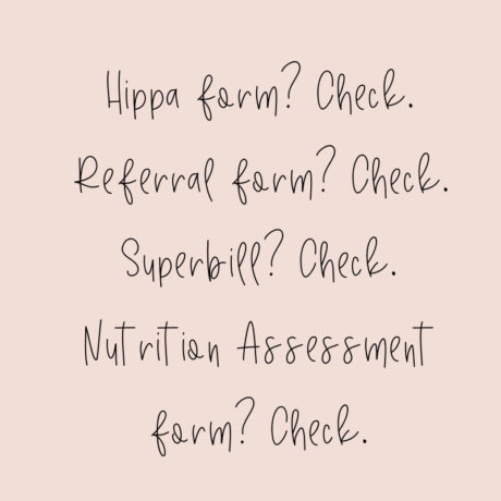 Forms for a nutrition private practice from scratch by The RD Boss